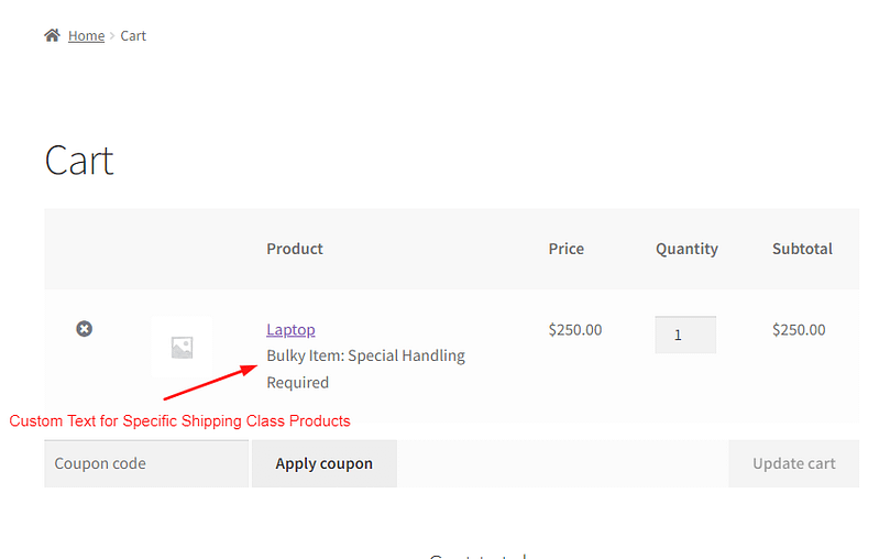 How To Display Woocommerce Cart Items With Custom Text For Specific Shipping Class Products